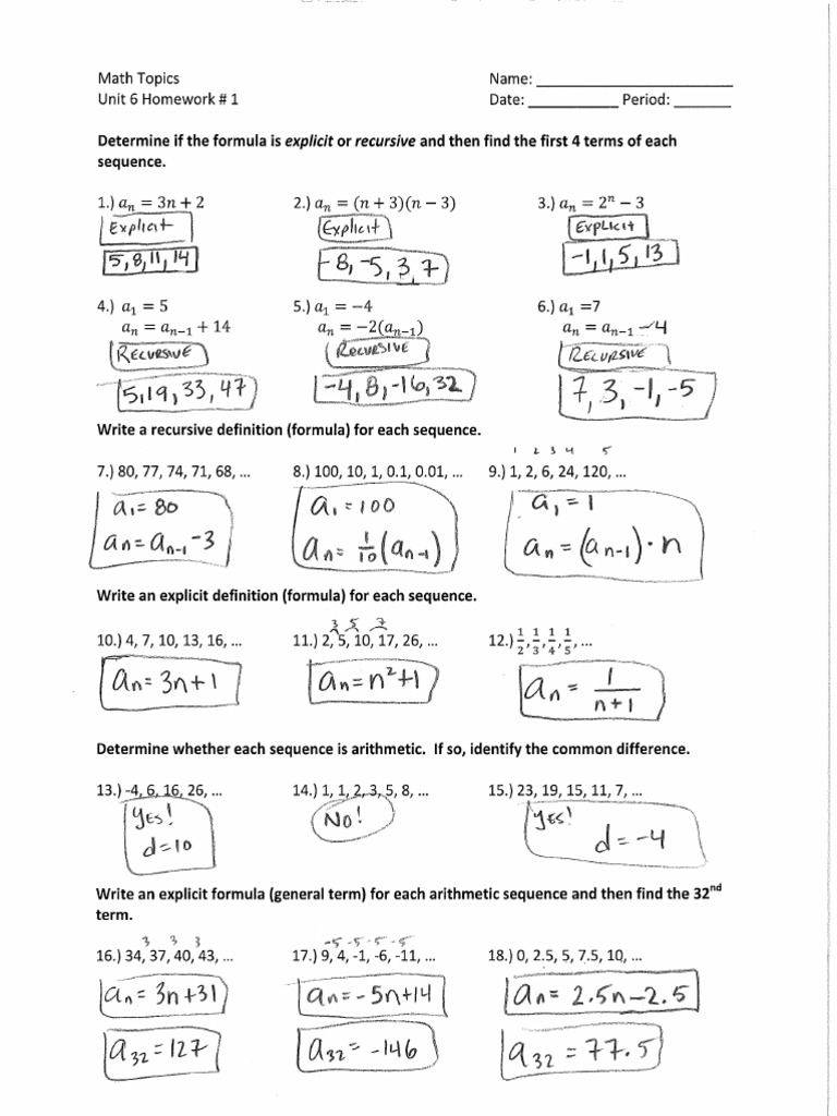 Unit 6 Homework 1 Answer Key | PDF
