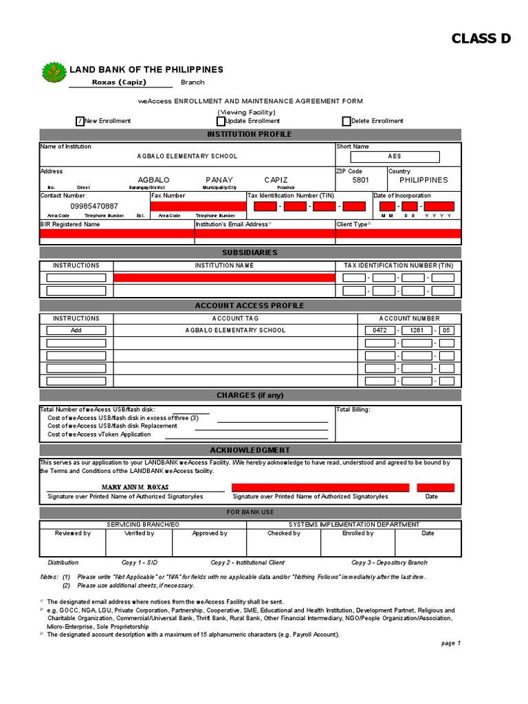 Enhanced Weaccess ENROLLMENT FORM - AGBALO | PDF | Automated Teller ...