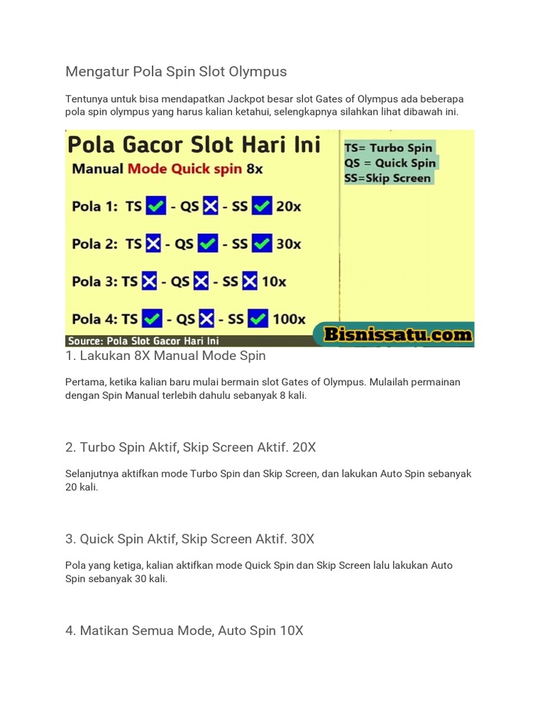 Mengatur Pola Spin Slot Olympus | PDF