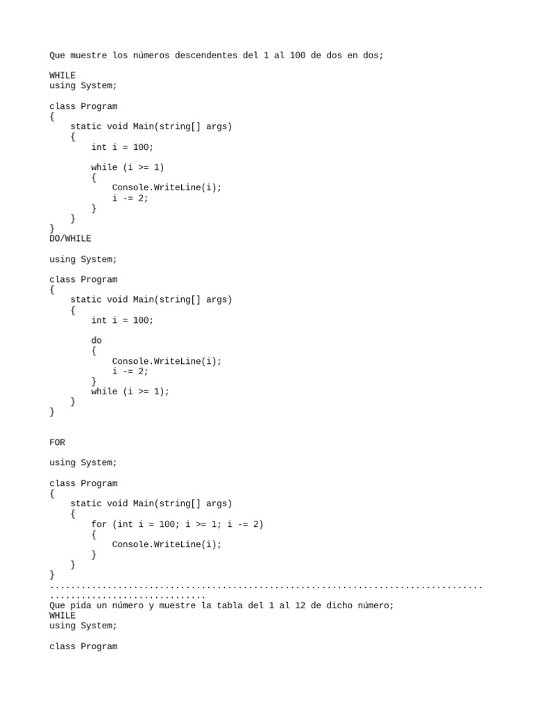 Bucles | PDF | Programación de computadoras | Ingeniería de software