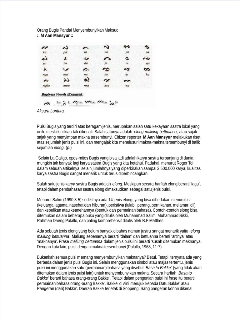 Puisi Bugis dan Makna Tersembunyi | PDF