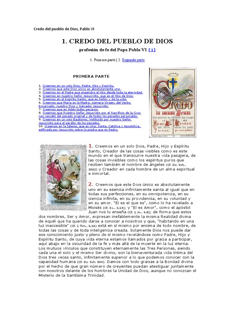 Credo Del Pueblo de Dios | PDF | eucaristía | Iglesia Católica