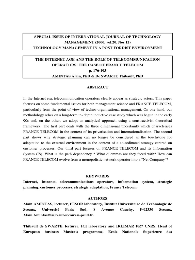 France Telecom's Strategic Evolution | PDF | Information System ...