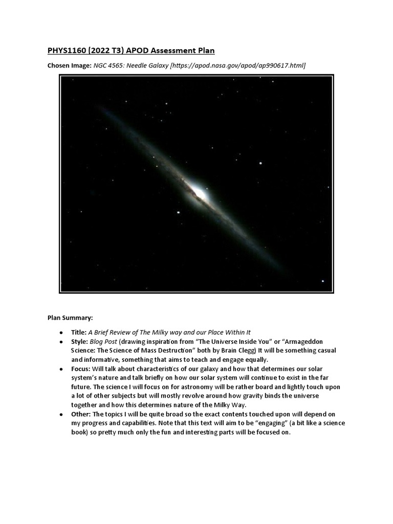 Apod Plan | PDF | Milky Way | Galaxy