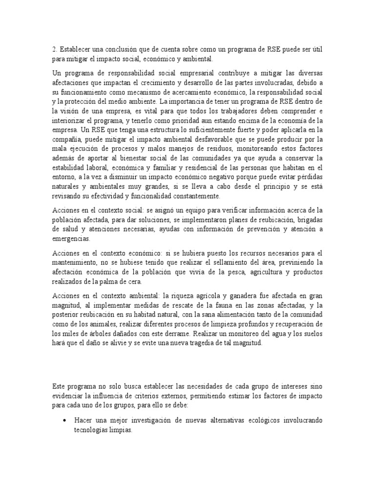 Conclusion Del Programa RSE | PDF | Responsabilidad social corporativa ...