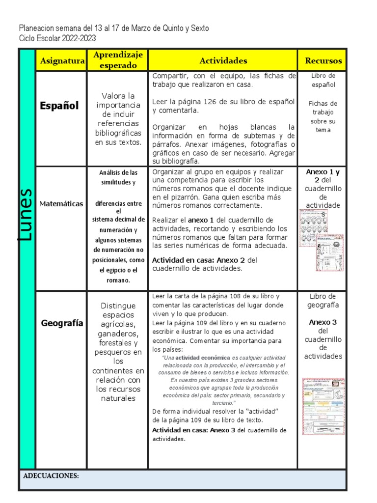 5° S26 Planeación Profa. Kempis | PDF | Science