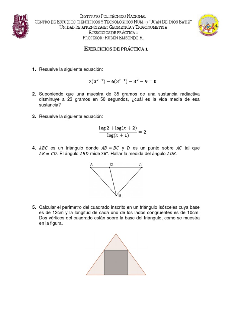 Ejercicios de Práctica 1 - Geometría y Trigonometría - Rubén Elizondo R ...