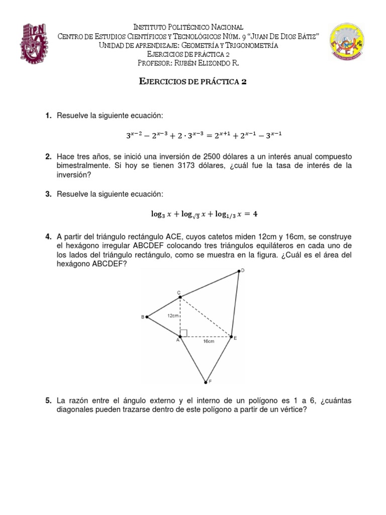 Ejercicios de Práctica 2 - Geometría y Trigonometría - Rubén Elizondo R ...