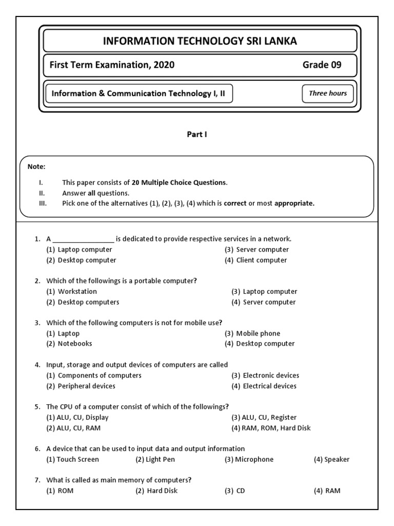 G9EM - ICT - 1st | PDF | Laptop | Computer Data Storage