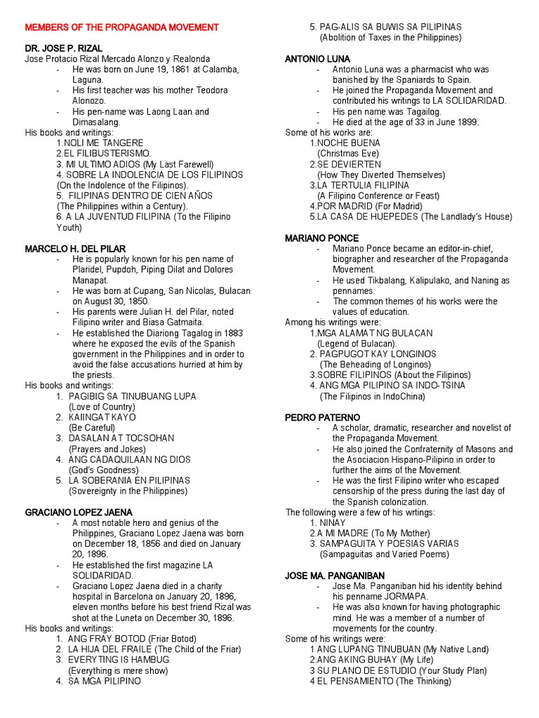 Members of The Propaganda Movement | PDF | Philippines