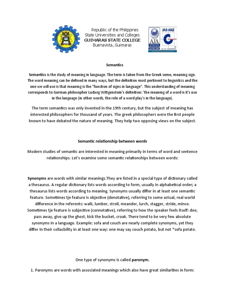 SEMANTICS-WPS Office | PDF | Word | Definition
