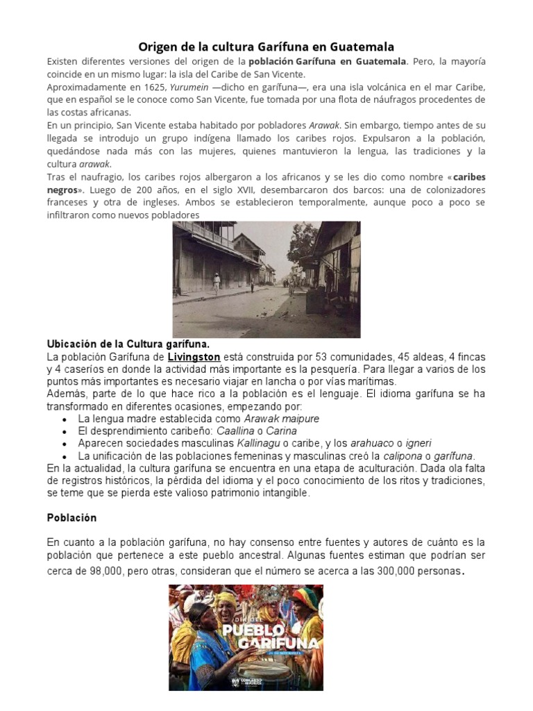 Origen de La Cultura Garífuna en Guatemala | PDF | Mariscos | Leche de coco
