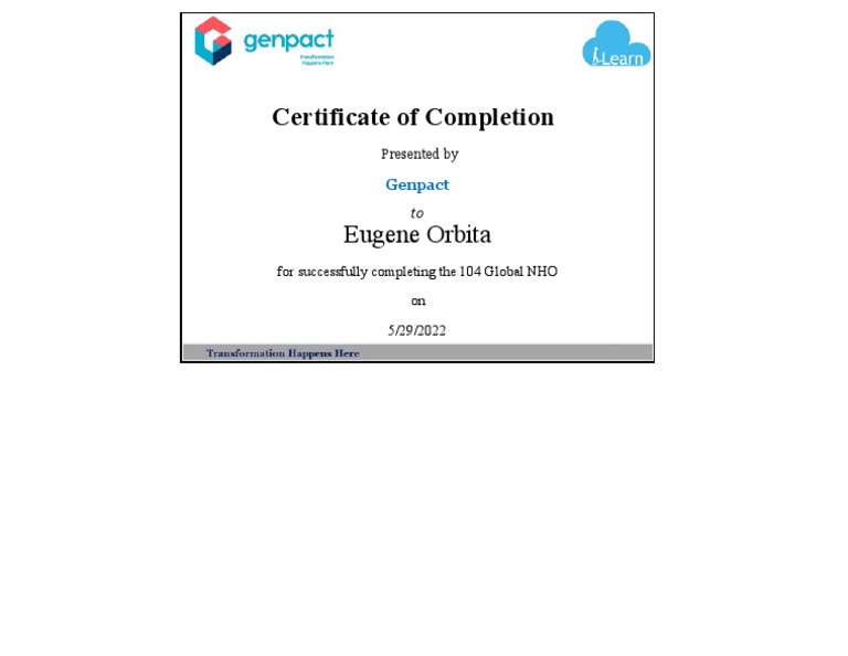 104 Global NHO Certificate | PDF