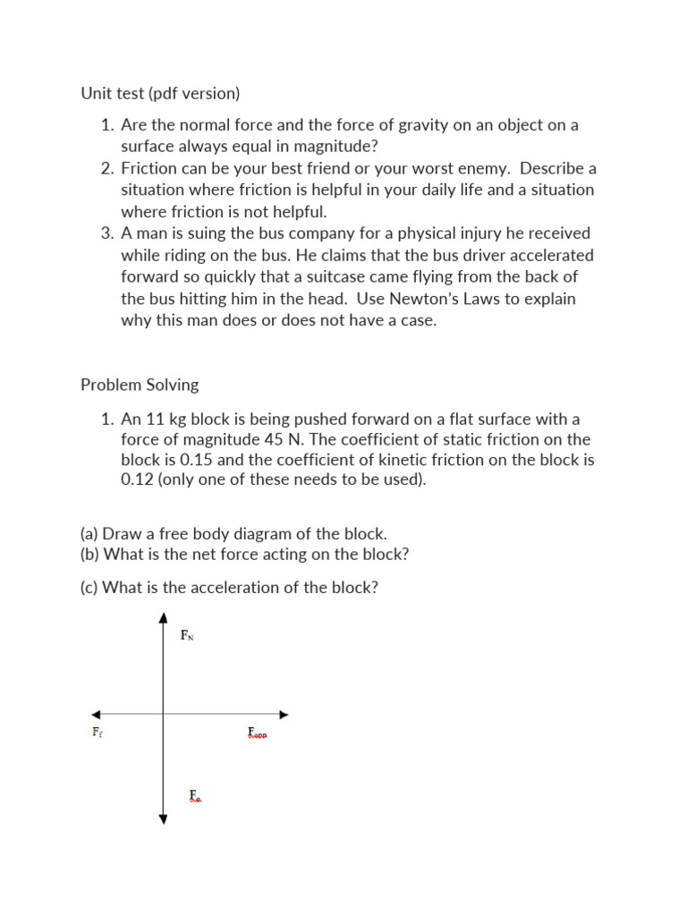 Unit 2 Test PHYICS | Download Free PDF | Force | Weight