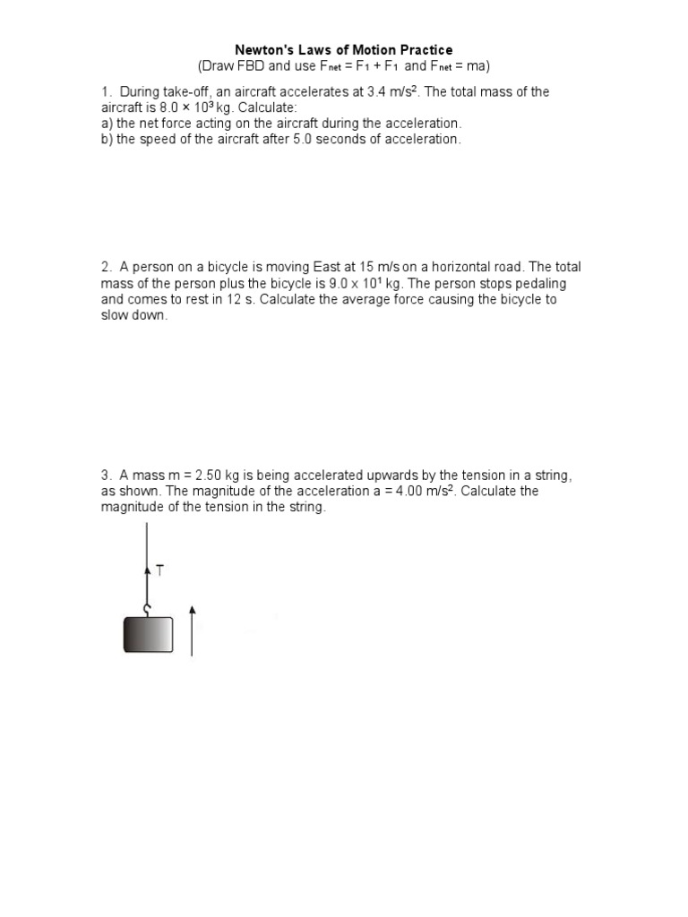 SPH3UPU02A03 Newtonslaws Practice Student Edited | PDF | Teaching ...