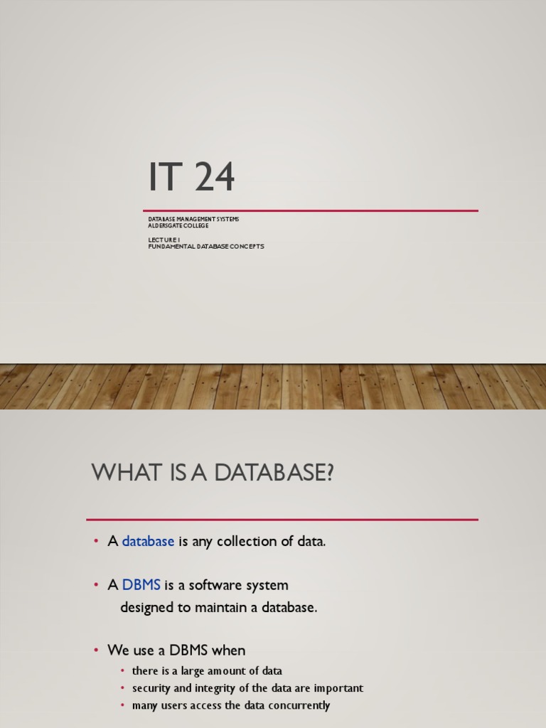 Lecture 01 Fundamental Database Concepts PDF | PDF | Databases | Data Model Lecture 01 Fundamental Database Concepts PDF | PDF | Databases | Data Model