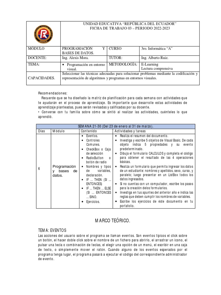 Actividades de Programación en Visual Basic | PDF | Archivo de computadora | Programación