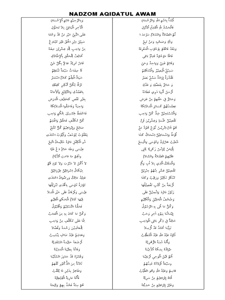 Aqidatul Awwam | PDF