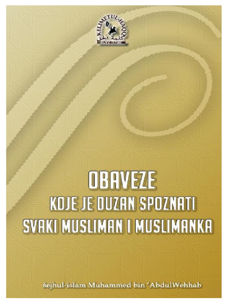 Obaveze Koje Je Duzan Spoznati Svaki Musliman I Muslimanka | PDF