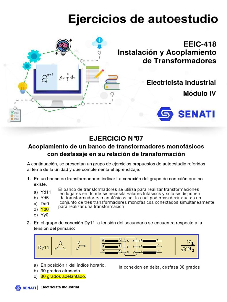 Eeid Eeid-418 Ejercicio T007 | PDF | Transformador | Electricidad