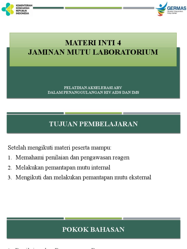 Jaminan Mutu Laboratorium - Pelatihan Akeselerasi ARV | PDF
