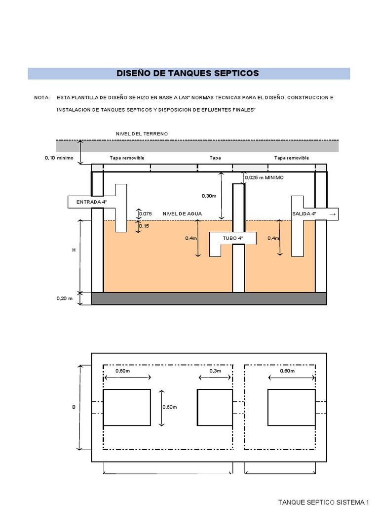 7.01.07. Diseño Tanque Septico Sistema 1 y 2 | PDF | Tanque séptico ...