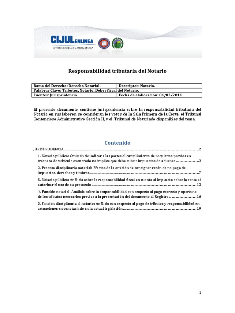 Responsabilidad Tributaria Del Notario | PDF | Sentencia (ley) | Impuestos