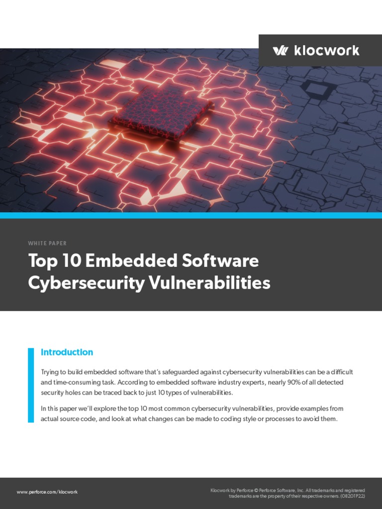 Whitepaper Klocwork Top 10 Embedded Software Cybersecurity Vulnerabilities Web | PDF ...