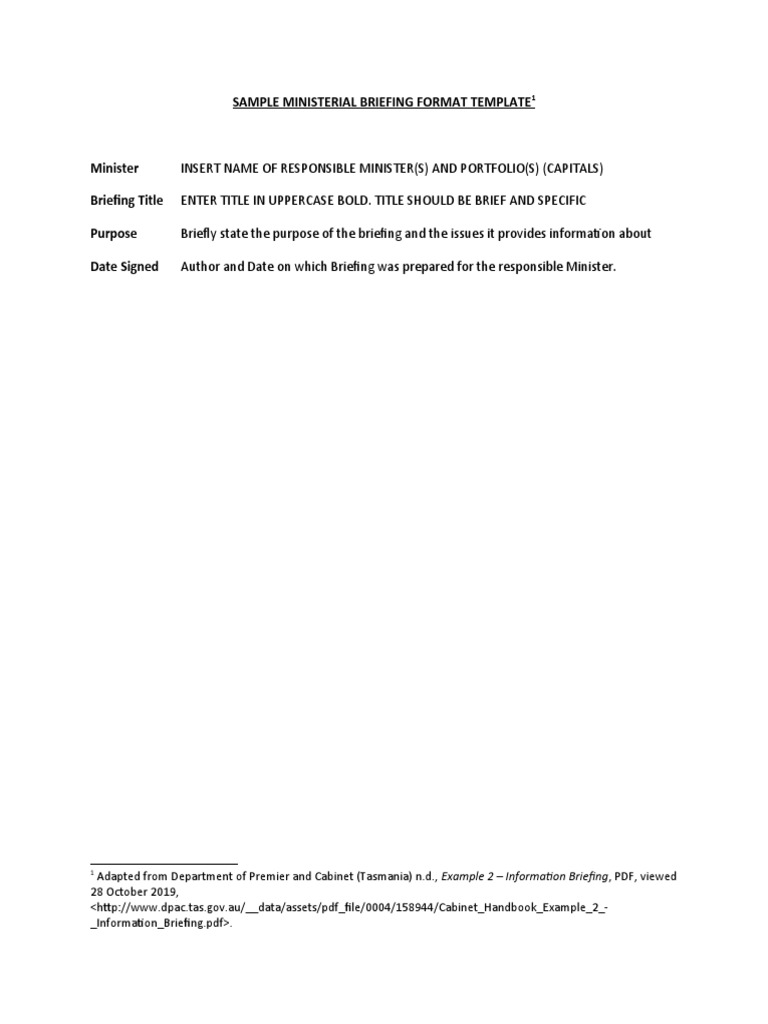 Sample Ministerial Briefing Format Template-1 | PDF