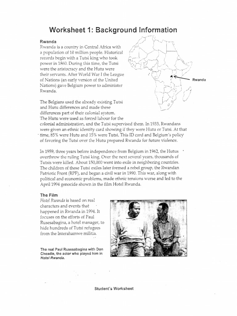 WC Genocide Hotel Rwanda Worksheet | PDF