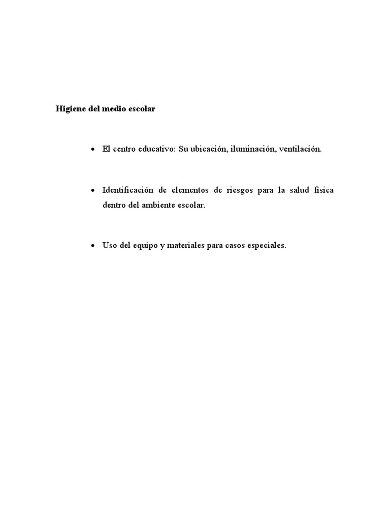 Higiene Del Medio Escolar | PDF | Salón de clases | Higiene