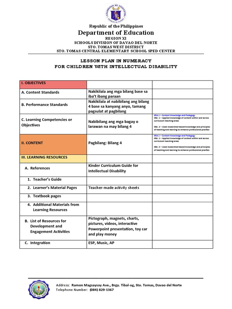 LESSON PLAN For Bilang 4 | PDF | Pedagogy | Curriculum
