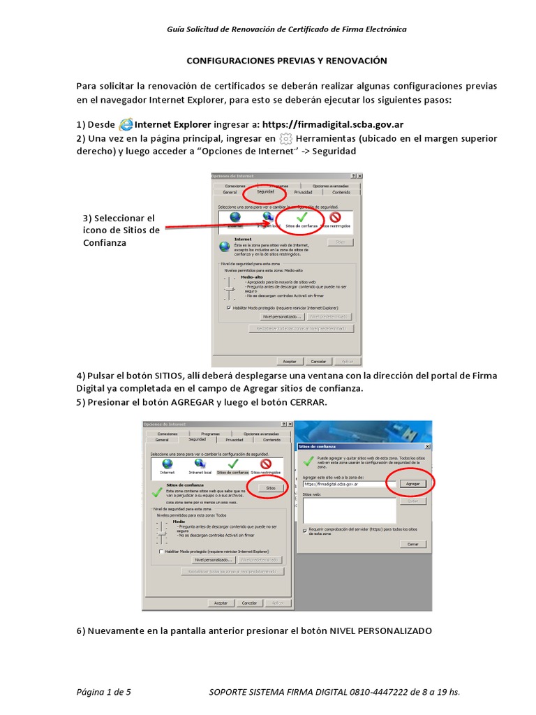 Guía paso a paso para renovar un certificado de firma digital | PDF | explorador de Internet ...