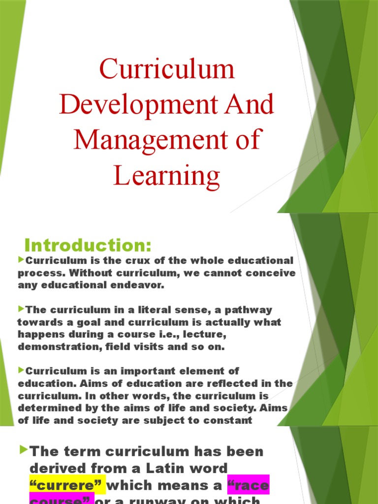 Curriculum Development and Management of Learning | PDF | Curriculum ...
