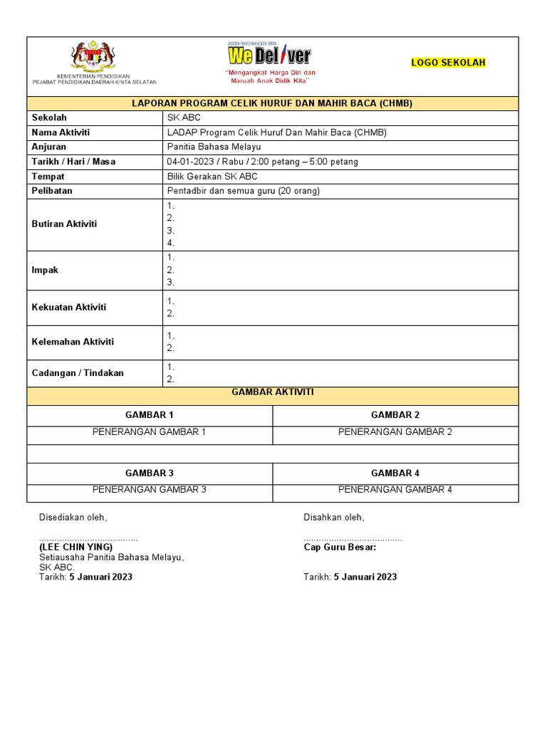 Templat Kosong Opr Ladap Program CHMB | PDF