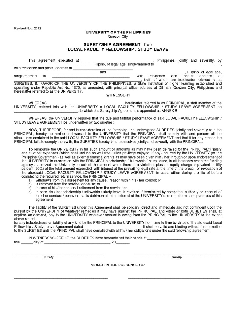 Suretyship Agreement Local | PDF | Surety | Private Law