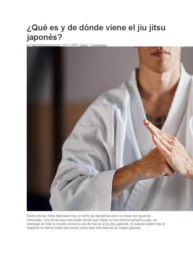 Origen y características del jiu jitsu japonés | PDF | Jiujitsu | Artes ...