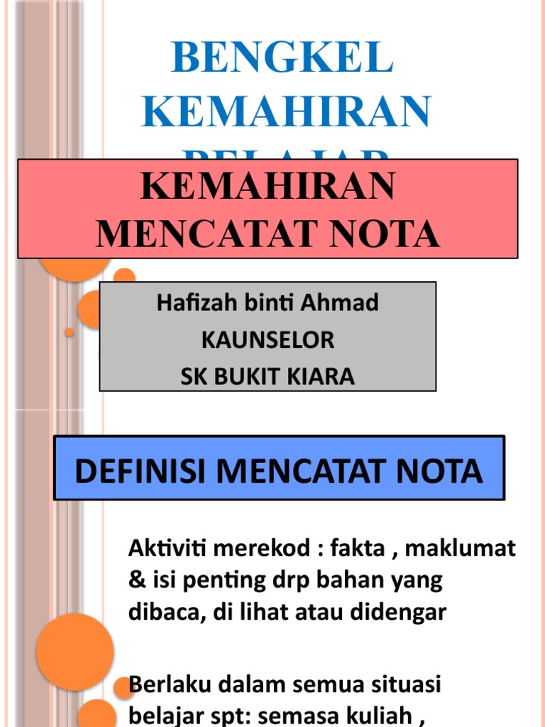 Kemahiran Mencatat Nota SKBK | PDF