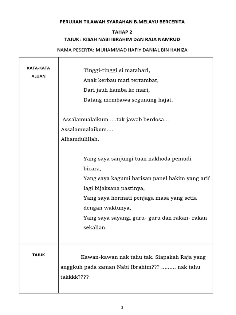 Kisah Raja Namrud Dan Nabi Ibrahim PDF | PDF