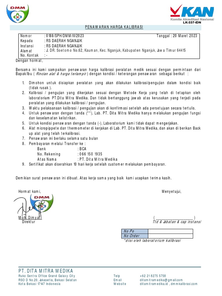 PROPOSAL FOR MEDICAL EQUIPMENT CALIBRATION | PDF