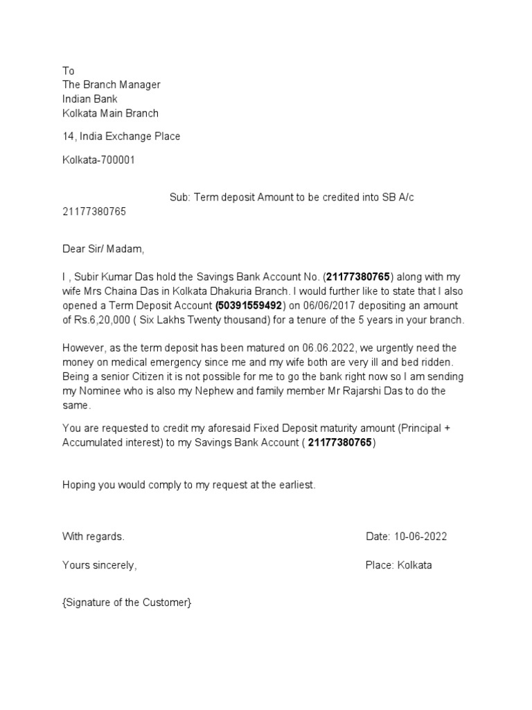 Ind Bank FD Closure | PDF