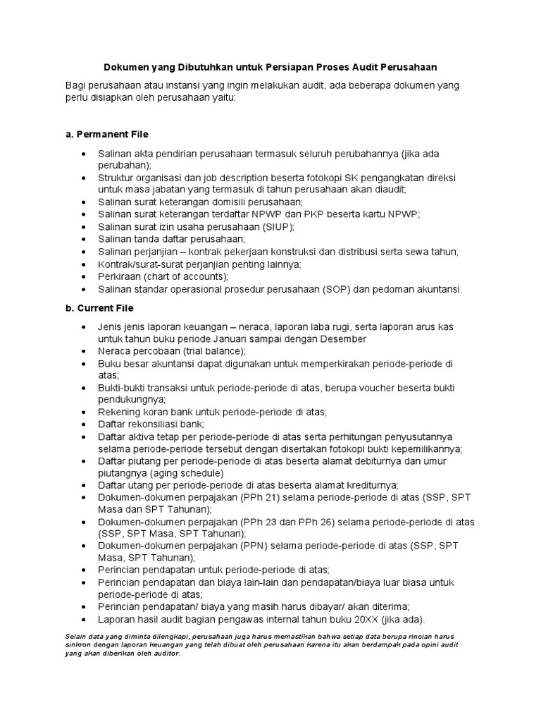 Dokumen Penting untuk Audit Internal | PDF