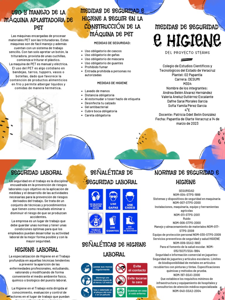 Tríptico Medidas de Higiene y Seguridad Del Proyecto | PDF | Higiene