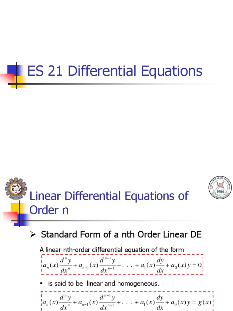 6 - Linear Differential Equations of Order N PDF | PDF | Ordinary ...