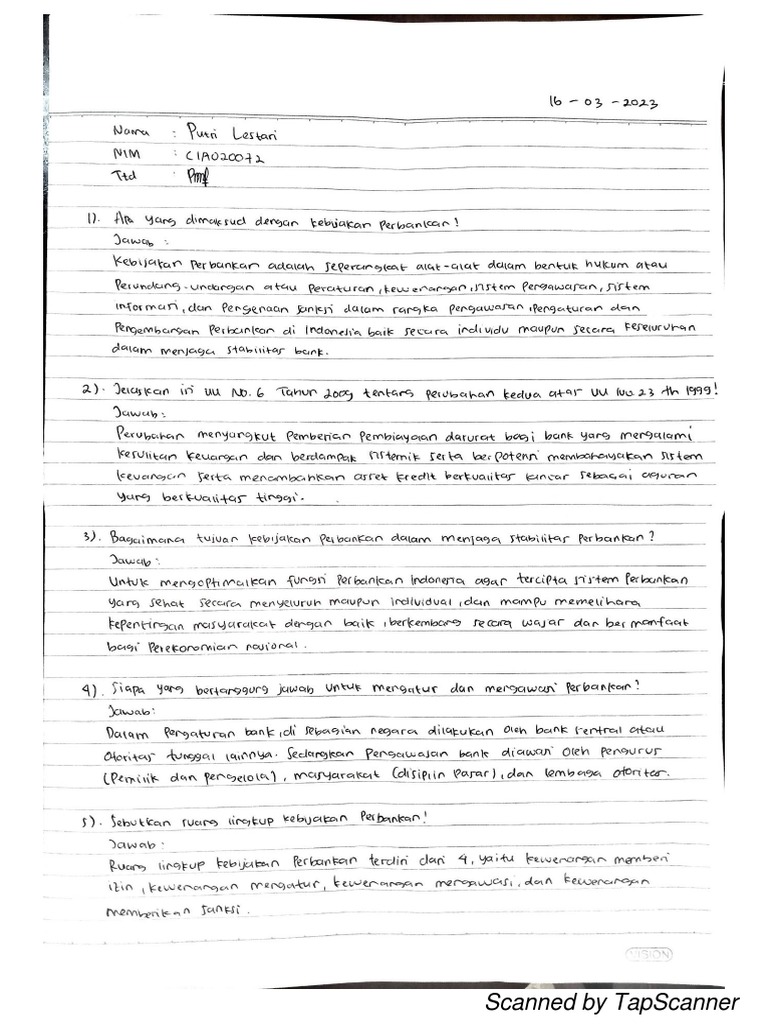 Pertanyaan Materi Kebanksentralan | PDF