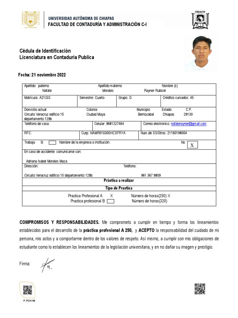 Ffca-106 Cedula de Identificacion La y LC | PDF
