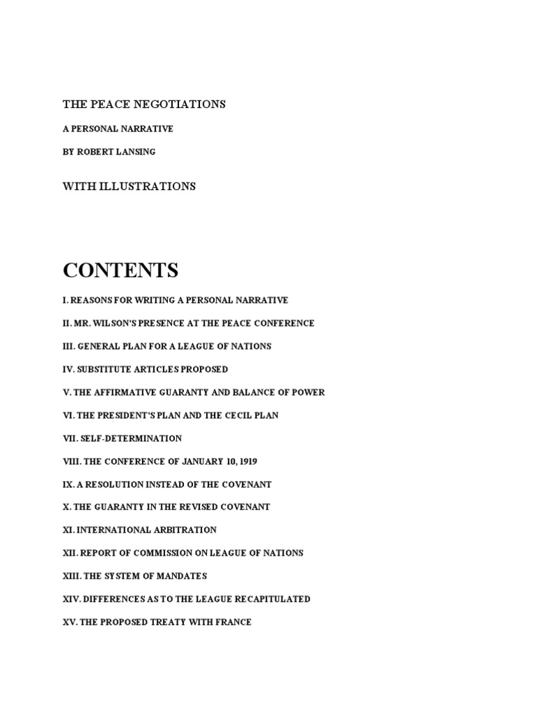 Lansing's Personal Narrative on Peace Negotiations | PDF | League Of ...