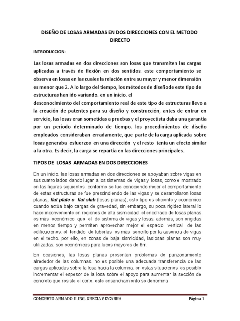 Losa en Dos Direcciones - GDVV | PDF | Viga (Estructura) | Hormigón