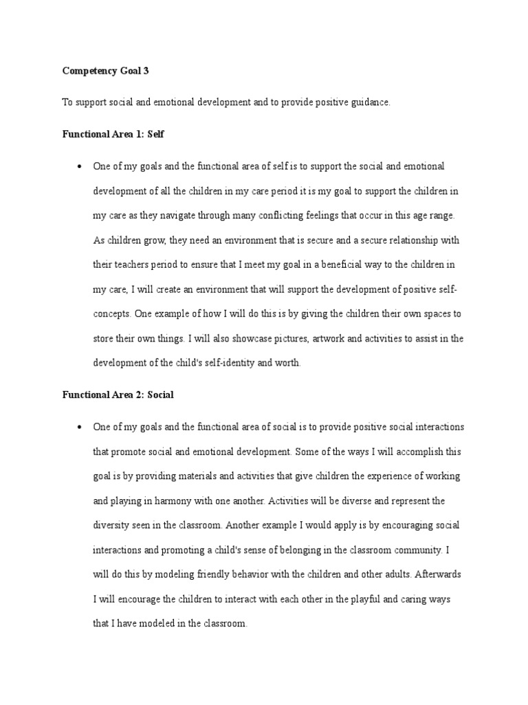 CW CFCC 2023 Competency Goal 3 | PDF | Emotional Self Regulation | Goal