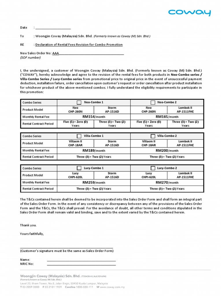 Declaration Letter v5 For Combo Promotion (Sep 2019) | PDF | Law Of ...